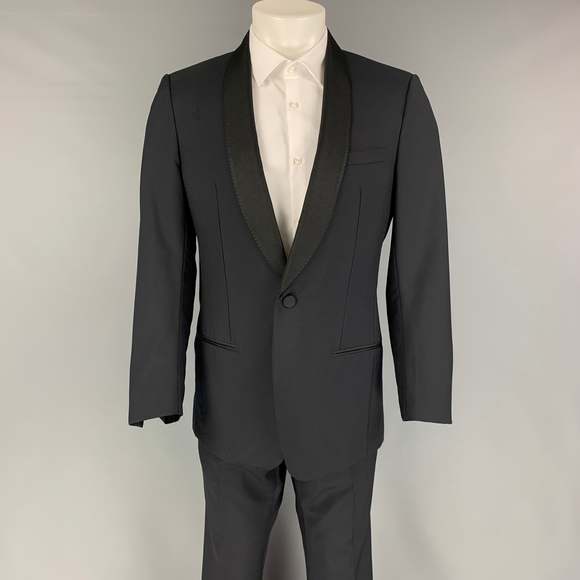 Lanvin | Suits & Blazers | Lanvin Regular Navy Black Wool Mohair Shawl ...
